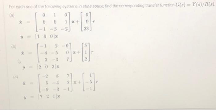 Solved (a) Find a vector-matrix state-space representation | Chegg.com