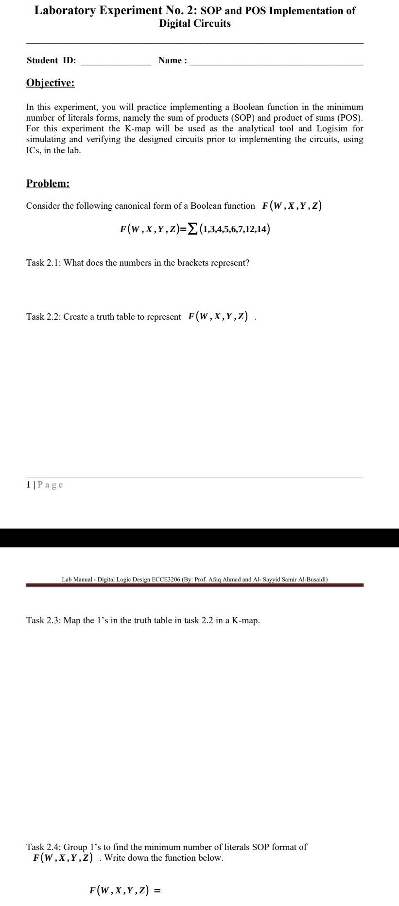 Solved Laboratory Experiment No. 2: SOP and POS | Chegg.com