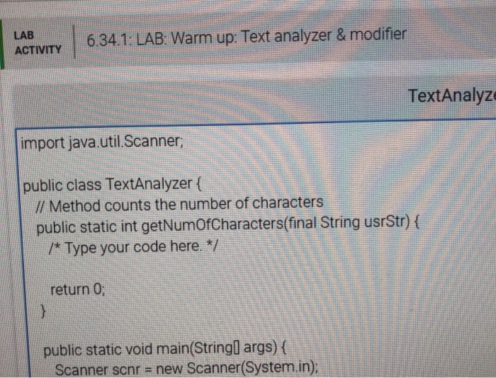 Solved 634 Lab Warm Up Text Analyzer And Modifier 1 Pr 