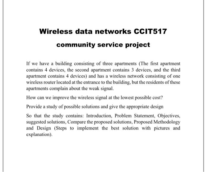 Solved Wireless data networks CCIT517 community service | Chegg.com