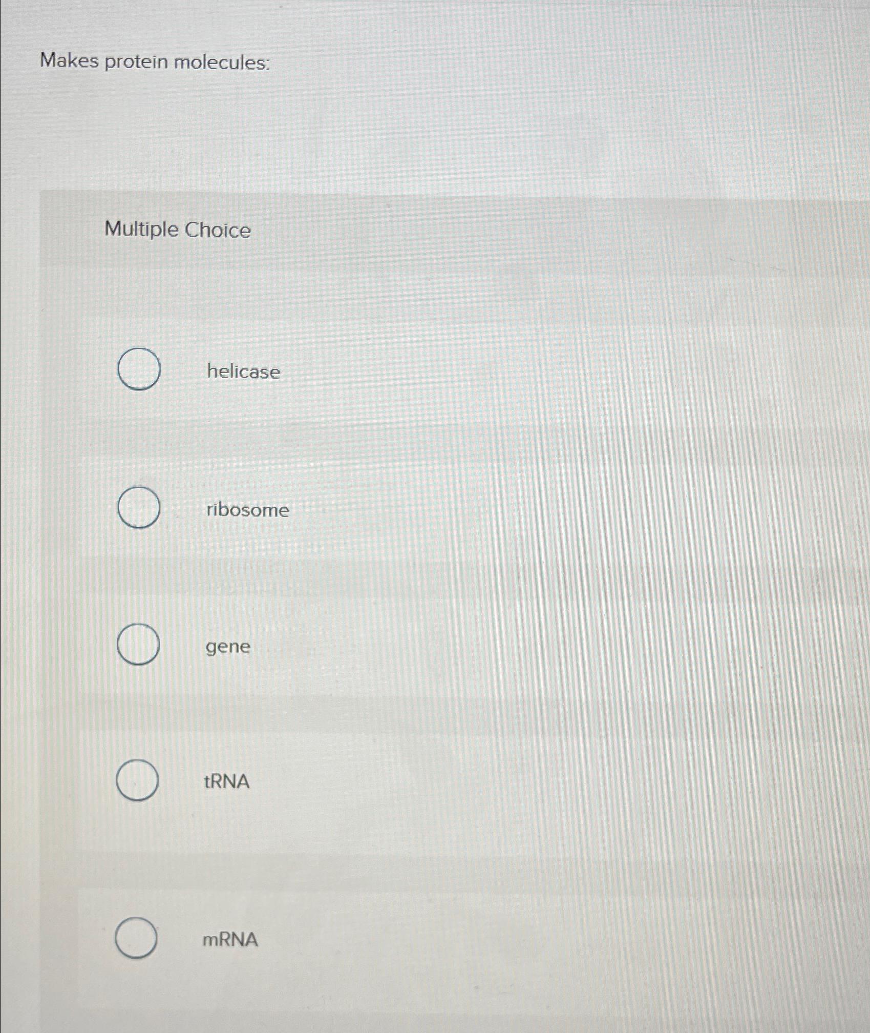 Solved Makes protein molecules:Multiple | Chegg.com