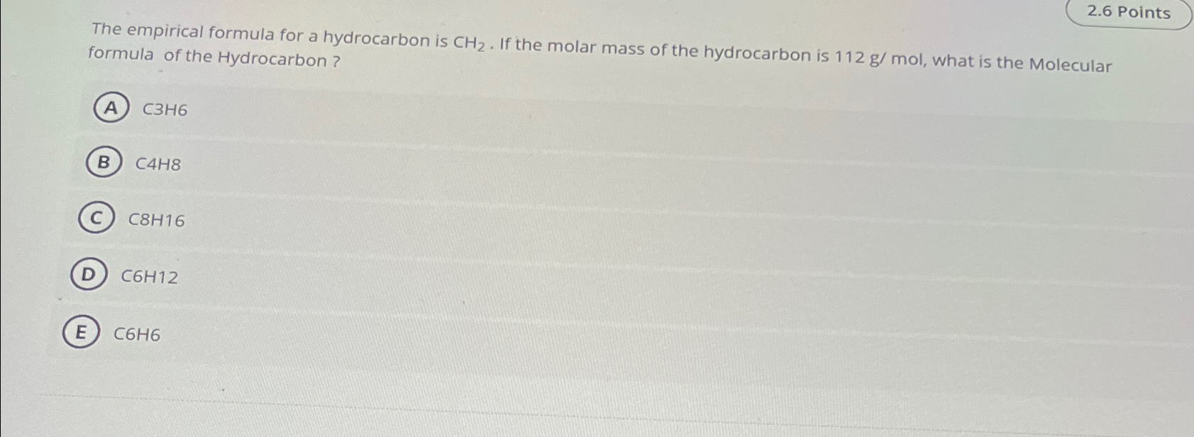 Solved The empirical formula for a hydrocarbon is CH2. ﻿If | Chegg.com