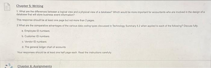 Chapter 5: Writing 1. What are the differences | Chegg.com