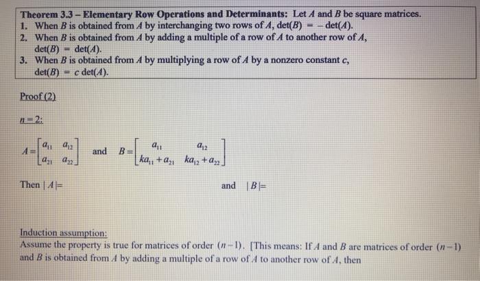 Solved == Theorem 3.3 - Elementary Row Operations and | Chegg.com