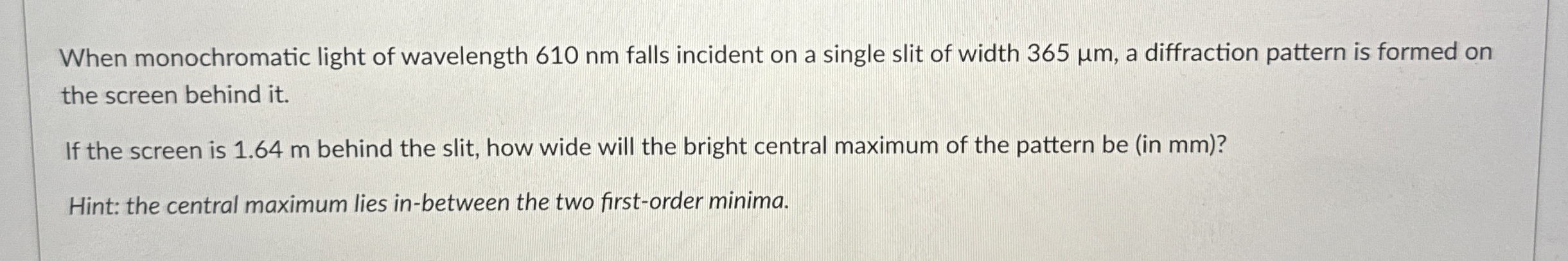 Solved When monochromatic light of wavelength 610 ﻿nm falls | Chegg.com