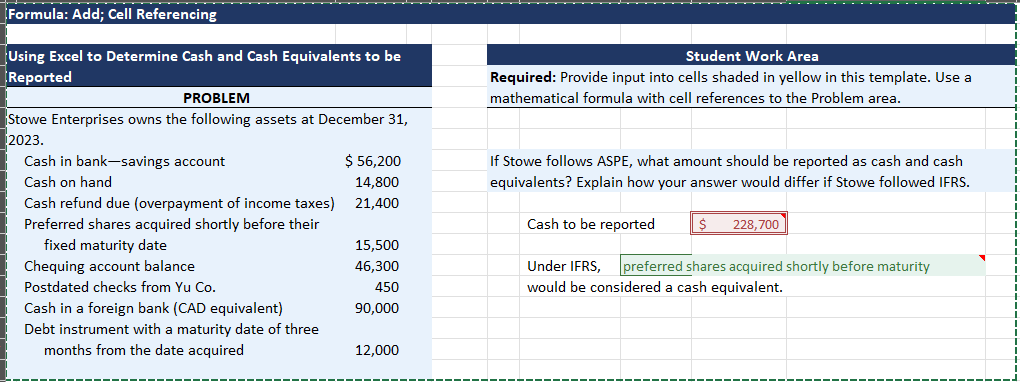 Solved Formula: Add; Cell ReferencingUsing Excel to | Chegg.com