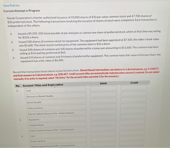 Solved View Policies Current Attempt in Progress Novak | Chegg.com