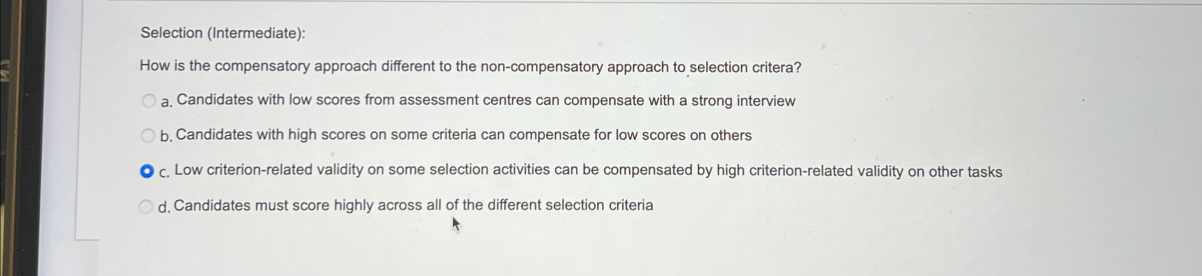 Solved Selection (Intermediate):How is the compensatory | Chegg.com