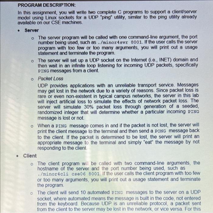 Solved PROGRAM DESCRIPTION: In this assignment, you will | Chegg.com