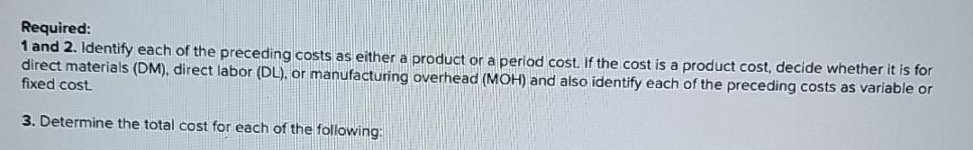 Solved PA1-4 (Algo) Classifying Costs; Calculating Total | Chegg.com