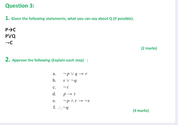 Solved Question 3:Given the following statements, what you | Chegg.com