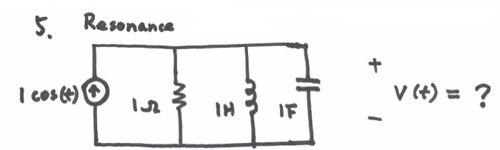 Solved 5. Resonance I cost) iş iH3 v (t) = ? | Chegg.com