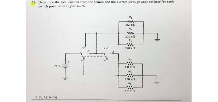Solved 28. Determine the total current from the source and | Chegg.com