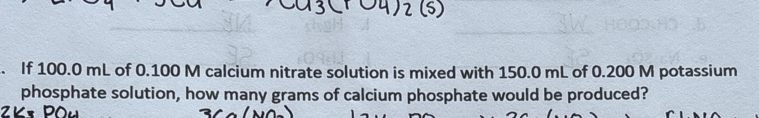 Solved If 100.0mL ﻿of 0.100M ﻿calcium nitrate solution is | Chegg.com