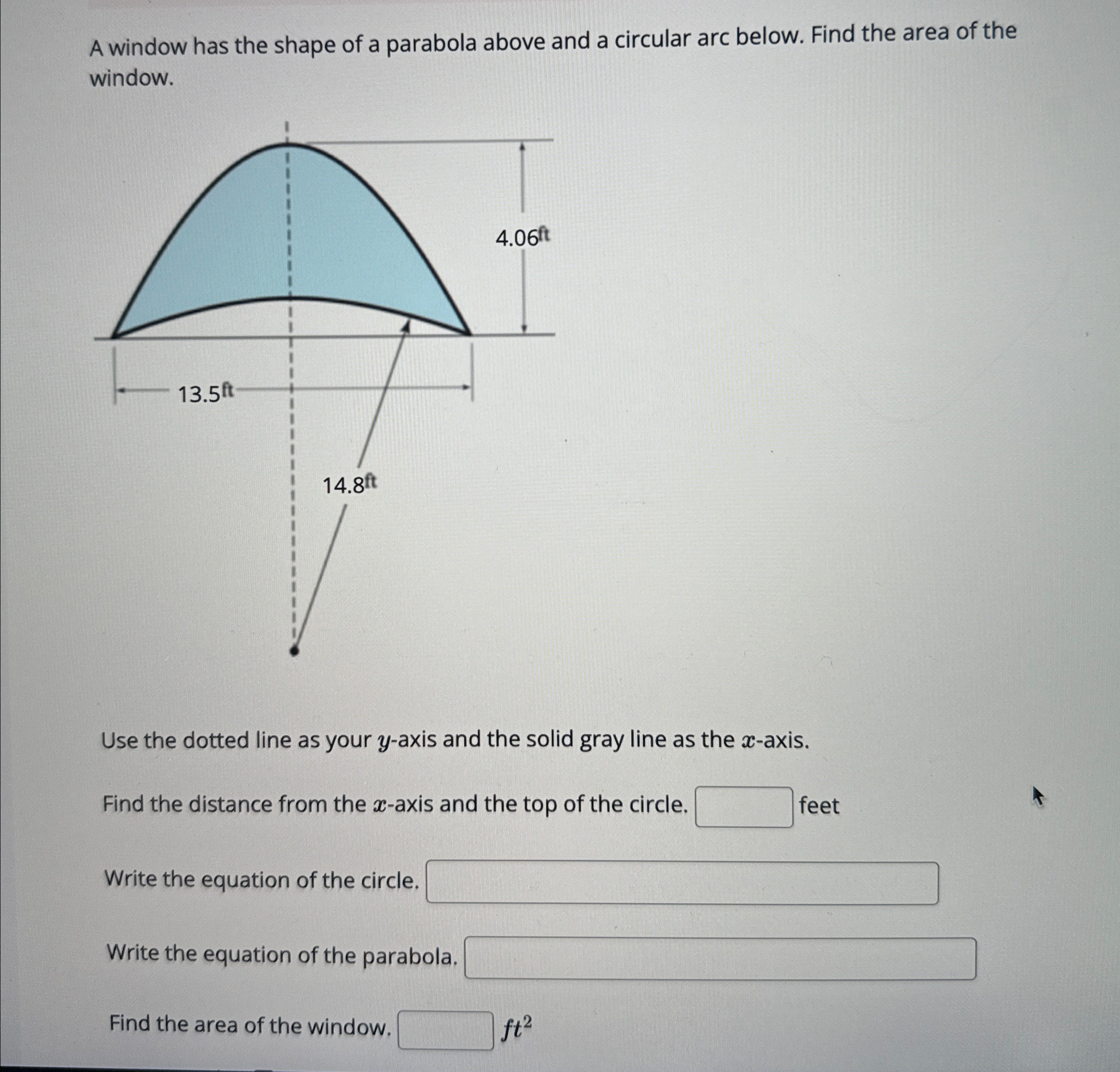 Solved A window has the shape of a parabola above and a | Chegg.com