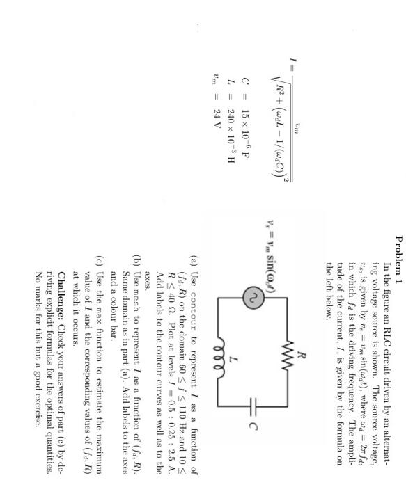 [Solved]: Problem 1 In the figure an RLC circuit driven by