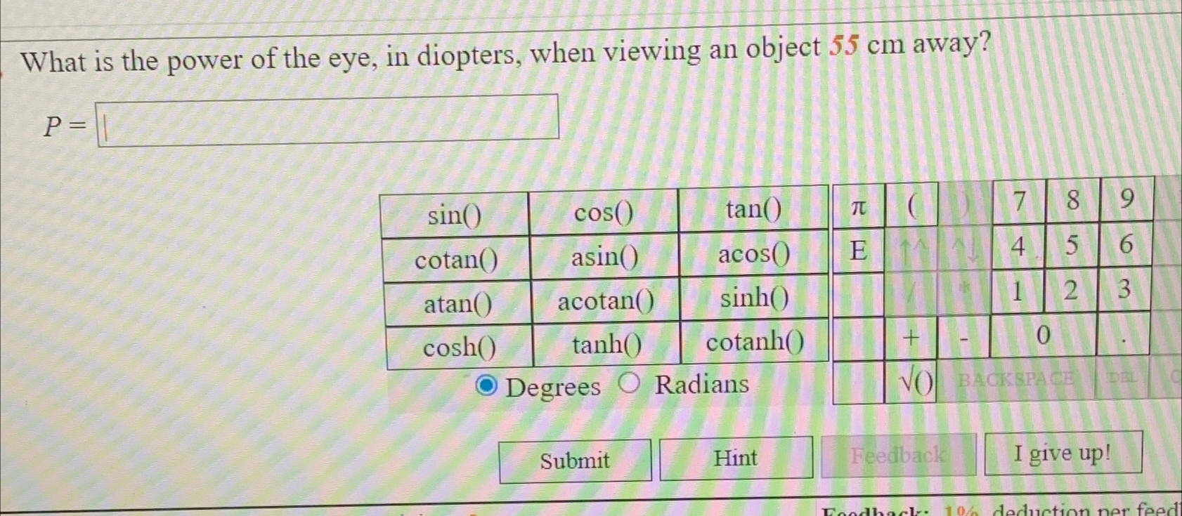 Solved What is the power of the eye, in diopters, when | Chegg.com