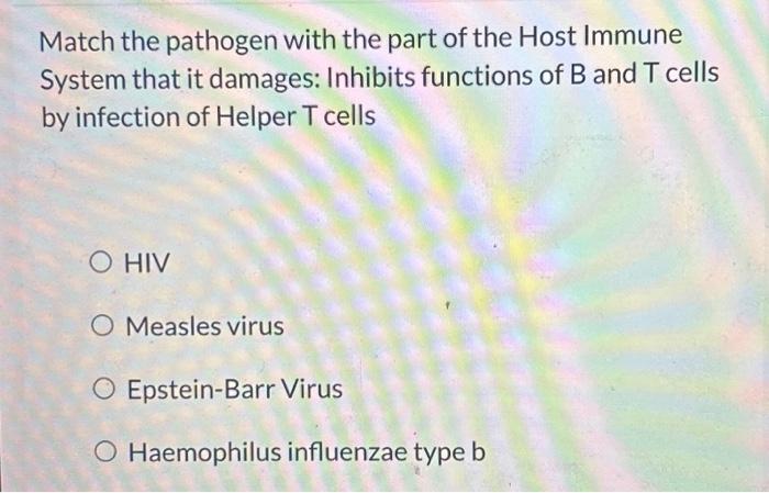 Solved Match the pathogen with the part of the Host Immune | Chegg.com