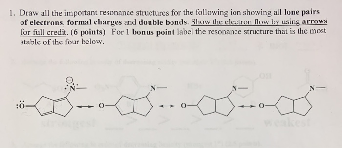 Solved 1. Draw all the important resonance structures for | Chegg.com