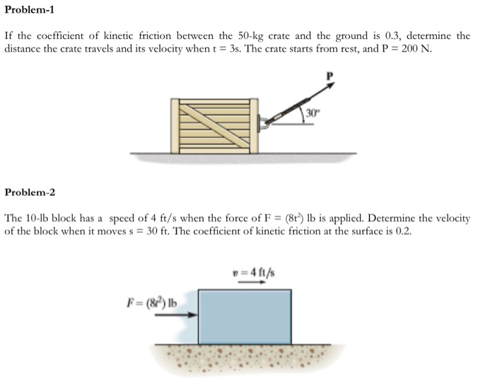 Solved Problem-1 If the coefficient of kinetic friction | Chegg.com