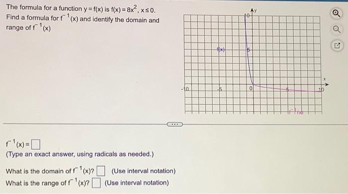 Solved The formula for a function y=f(x) is f(x)=8x2,x≤0. | Chegg.com