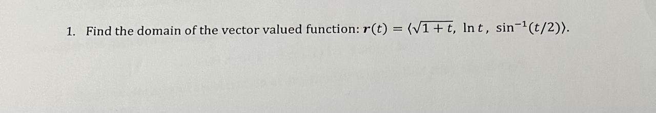 Solved Find the domain of the vector valued function: | Chegg.com