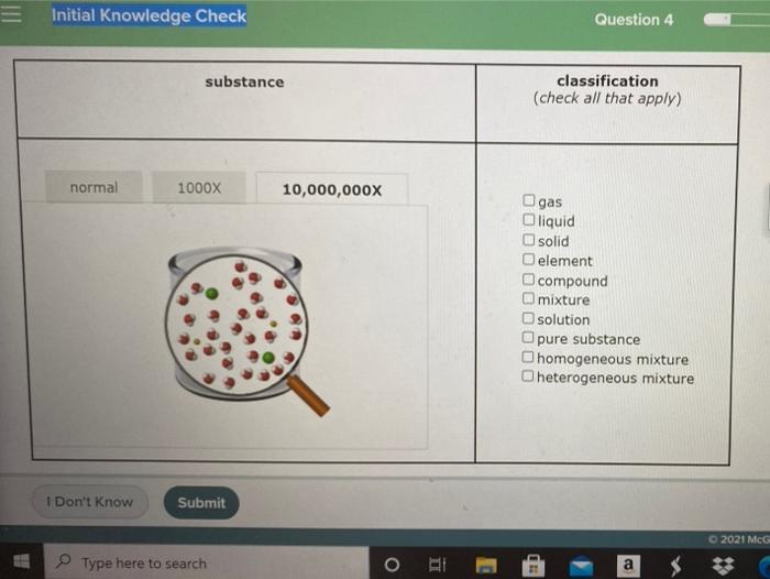 Solved Initial Knowledge Check Question 4 substance | Chegg.com