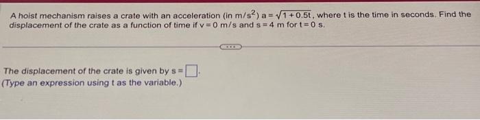 Solved A hoist mechanism raises a crate with an acceleration | Chegg.com