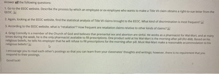 Solved Answer all the following questions: 1. Go to the EEOC | Chegg.com