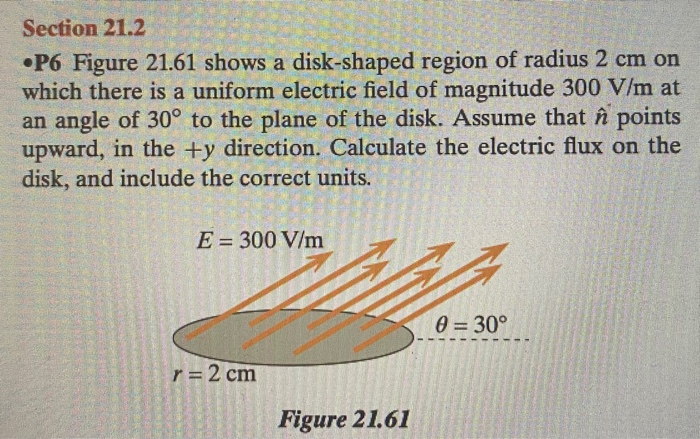 Solved Section 21.2 •P6 Figure 21.61 shows a disk-shaped | Chegg.com