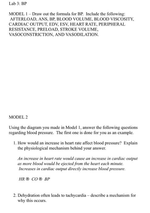 Solved Lab 3: BP MODEL 1 - Draw out the formula for BP. | Chegg.com