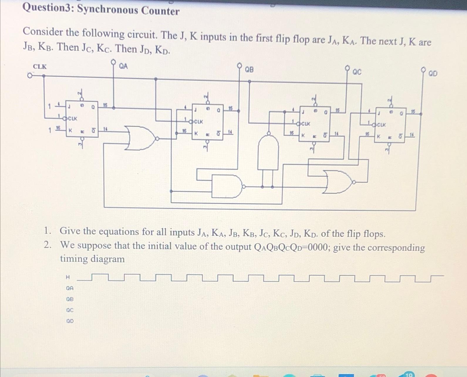 Solved Question3: Synchronous CounterConsider the following | Chegg.com