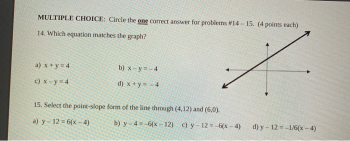 Solved MULTIPLE CHOICE: Circle the one correct answer for | Chegg.com