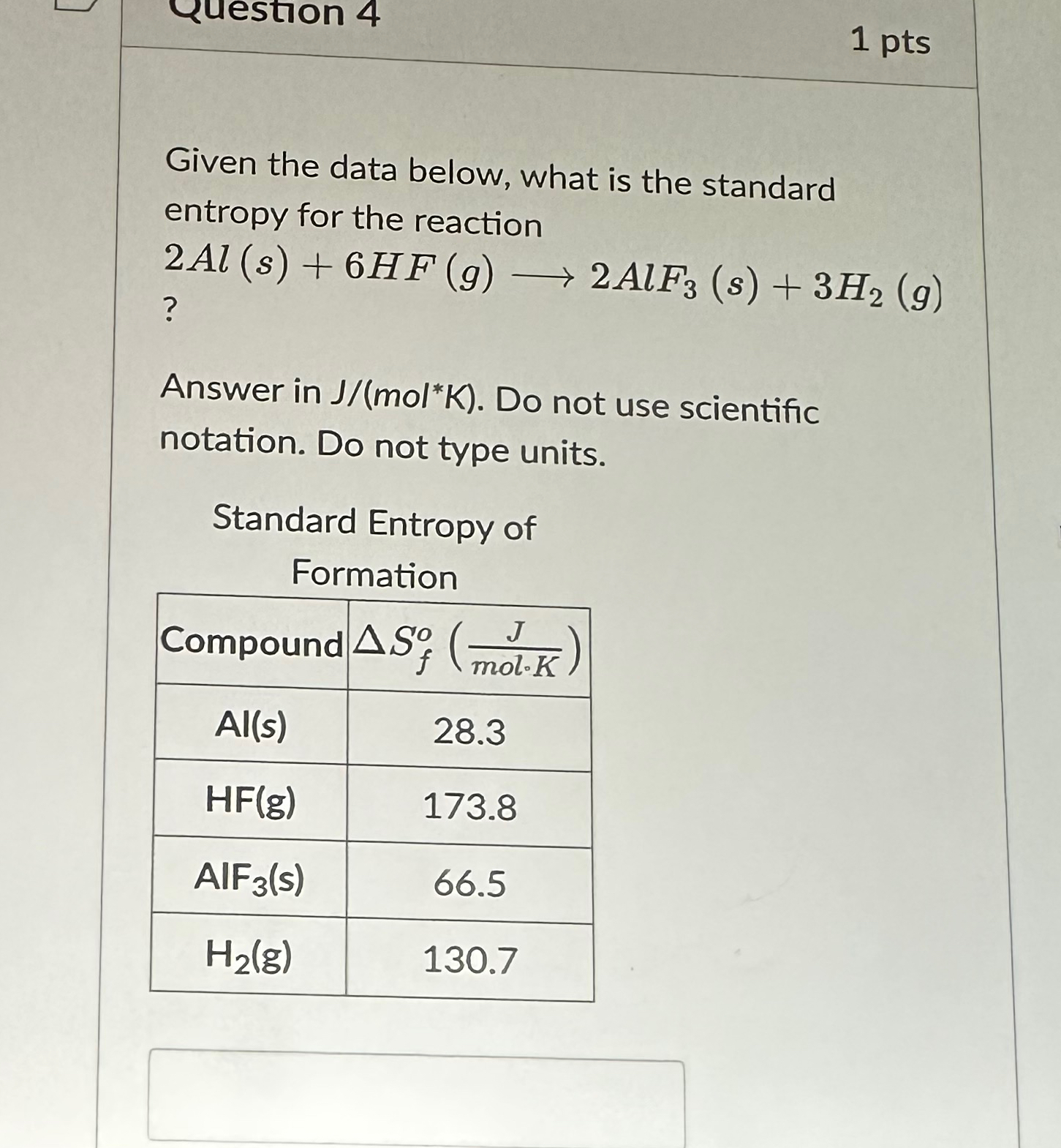 Solved 1ptsGiven the data below, what is the standard | Chegg.com