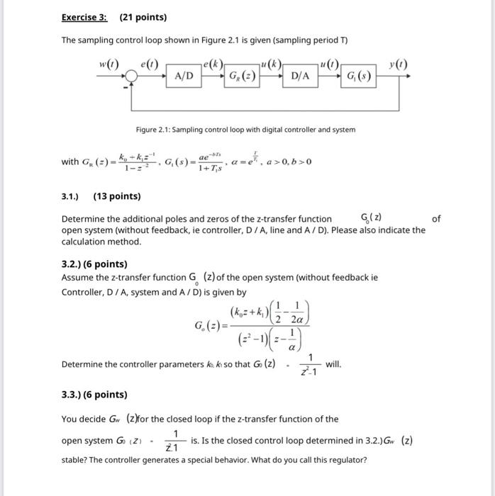 Exercise 3: (21 points) The sampling control loop | Chegg.com