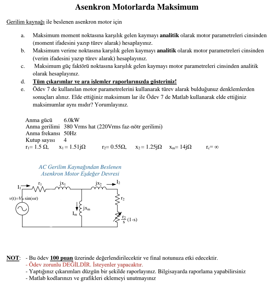 Asenkron Motorlarda MaksimumGerilim kaynağı ﻿ile | Chegg.com