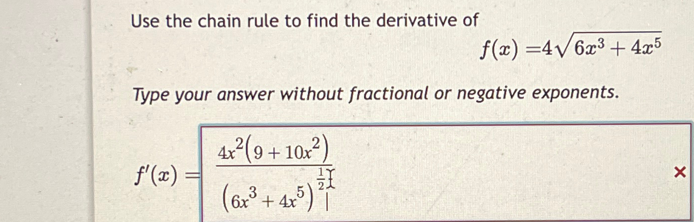 Solved Use the chain rule to find the derivative | Chegg.com