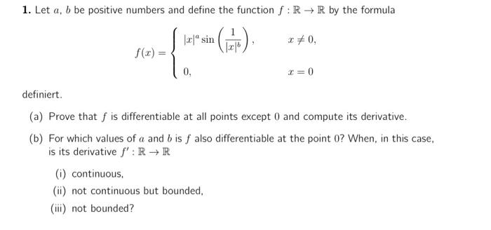 Solved 1. Let a,b be positive numbers and define the | Chegg.com