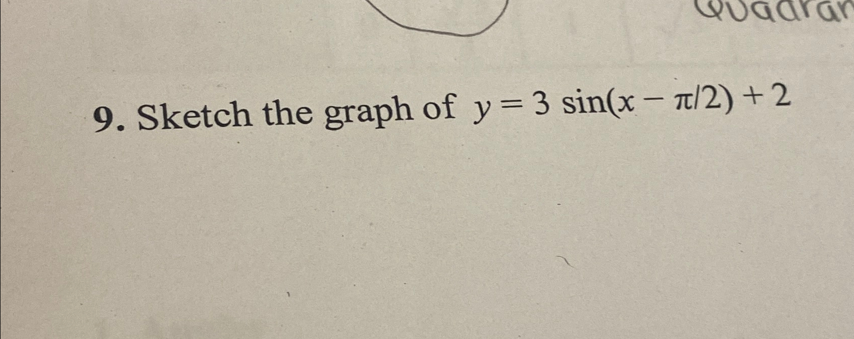 Solved Sketch the graph of y=3sin(x-π2)+2 | Chegg.com