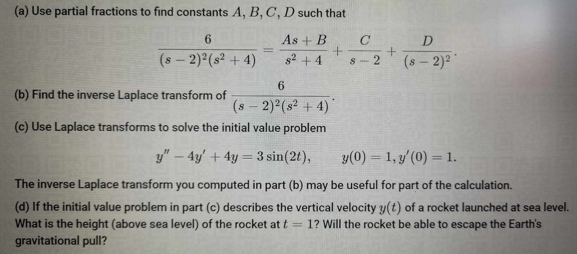 Solved (a) Use partial fractions to find constants A, B, C, | Chegg.com