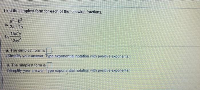 Solved Find the simplest form for each of the following | Chegg.com