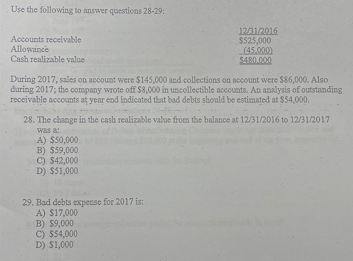 Solved Use the following to answer questions 28-29:Accounts | Chegg.com