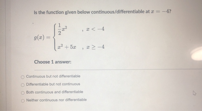 Solved Is the function given below continuous/differentiable | Chegg.com