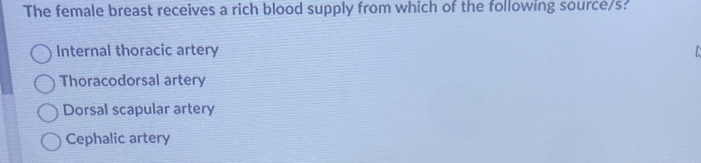 Solved The female breast receives a rich blood supply from | Chegg.com