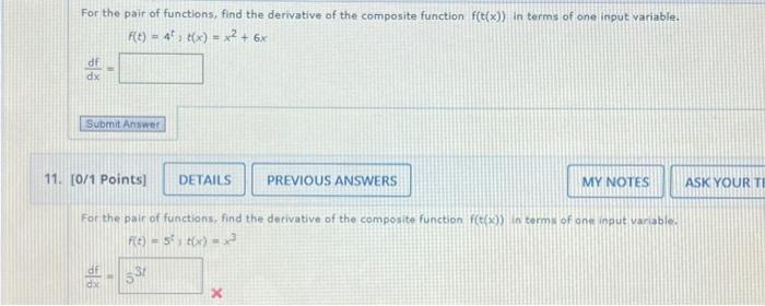 Solved for the pair of functions. find the derivative of the | Chegg.com