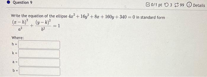 Solved Write the equation of the ellipse | Chegg.com