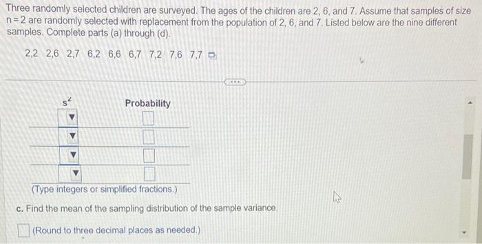 Solved Three randomly selected children are surveyed. The | Chegg.com
