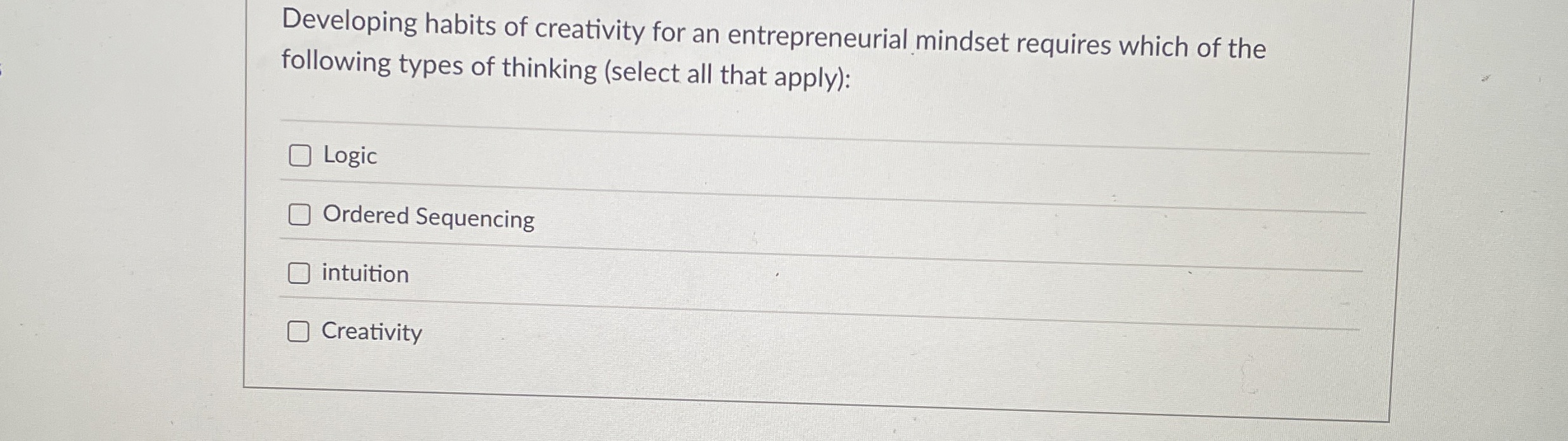 Solved Developing habits of creativity for an | Chegg.com