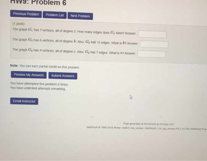 Solved Hw9 Problem 6 Previous Problem Problem List Next 1852