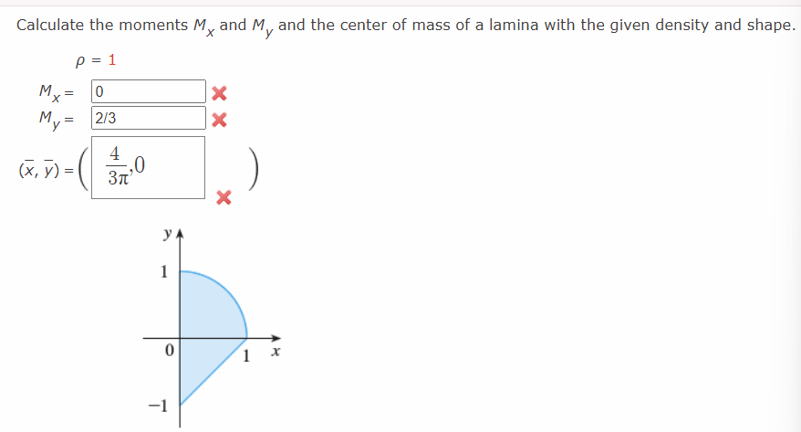 Solved Calculate the moments Mx ﻿and My ﻿and the center of | Chegg.com